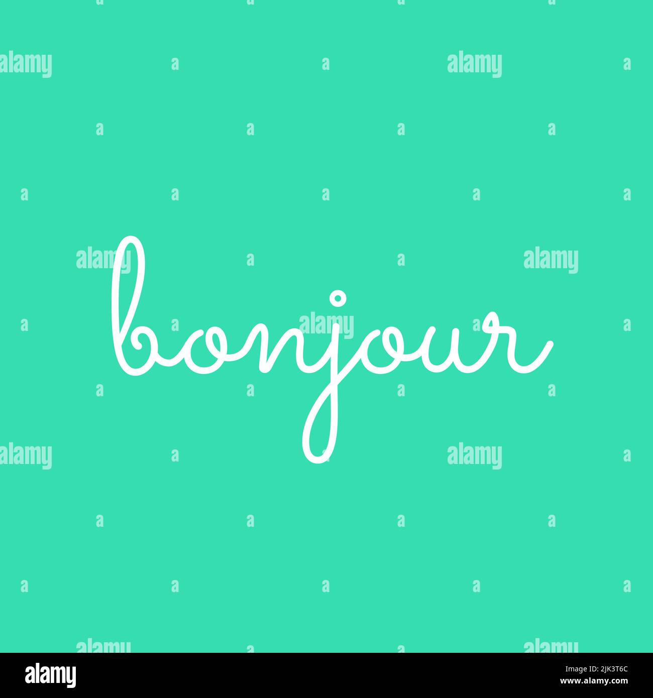 Word "Bonjour" in green background illustration Stock Photo - Alamy