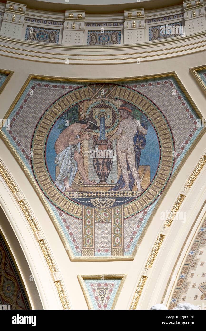 Details of the ceiling inside one of the best known baths in Hungary ...