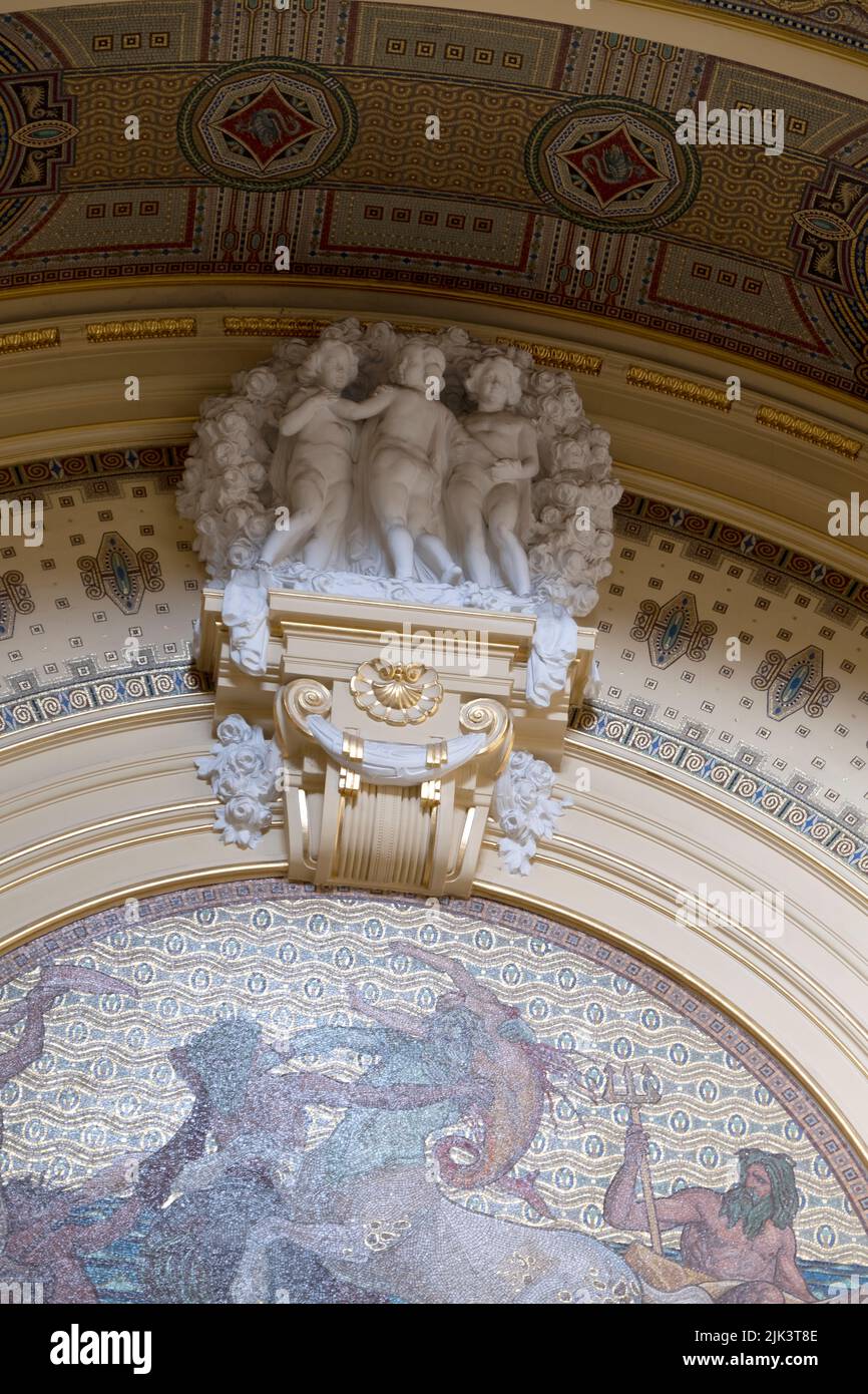 Details of the ceiling inside one of the best known baths in Hungary ...