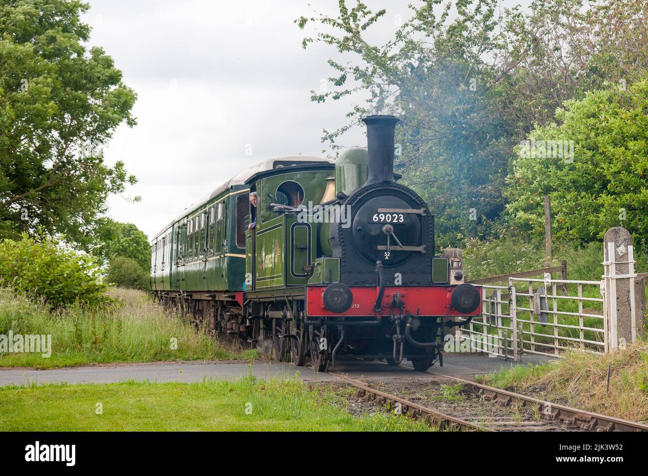 69023 on the Wensleydale steam railway Stock Photo - Alamy