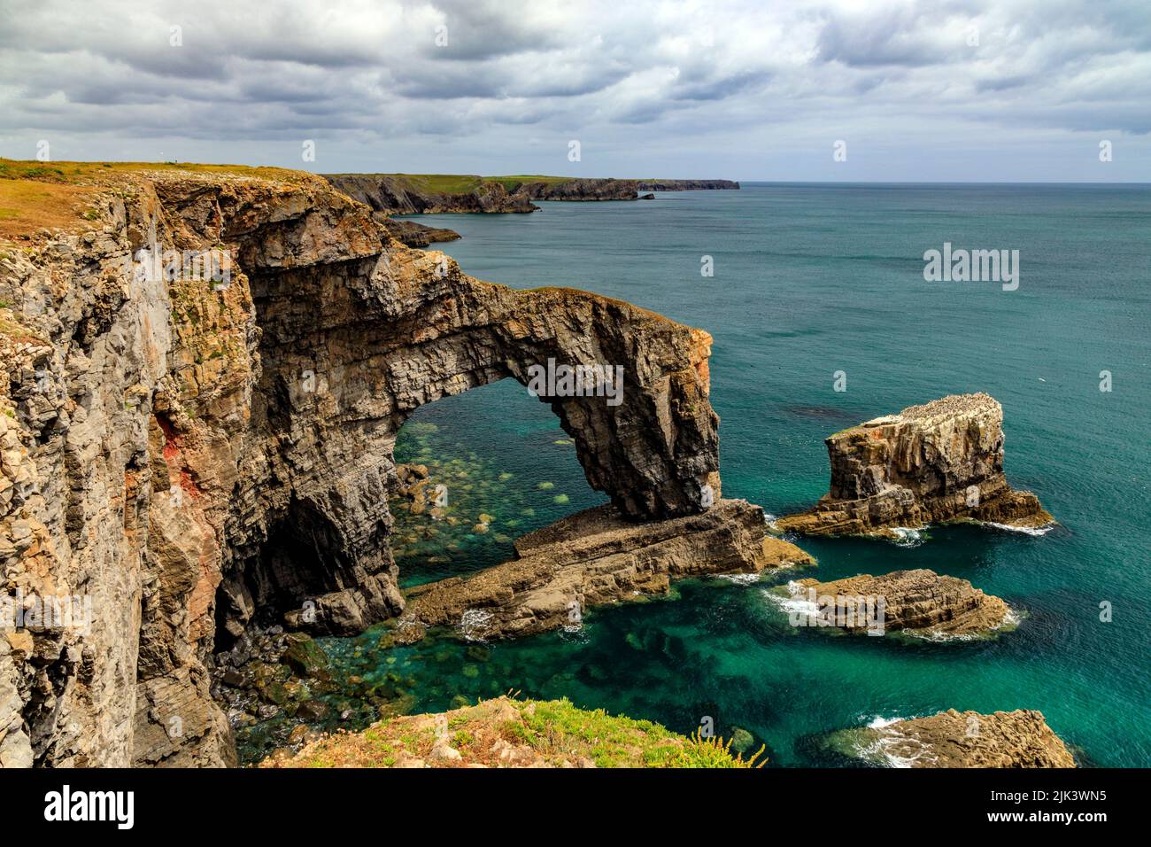 The dramatic Green Bridge of Wales in the Pembrokeshire Coast National ...