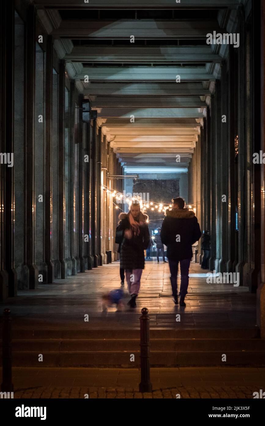 The neon lights of Warsaw central Stock Photo - Alamy