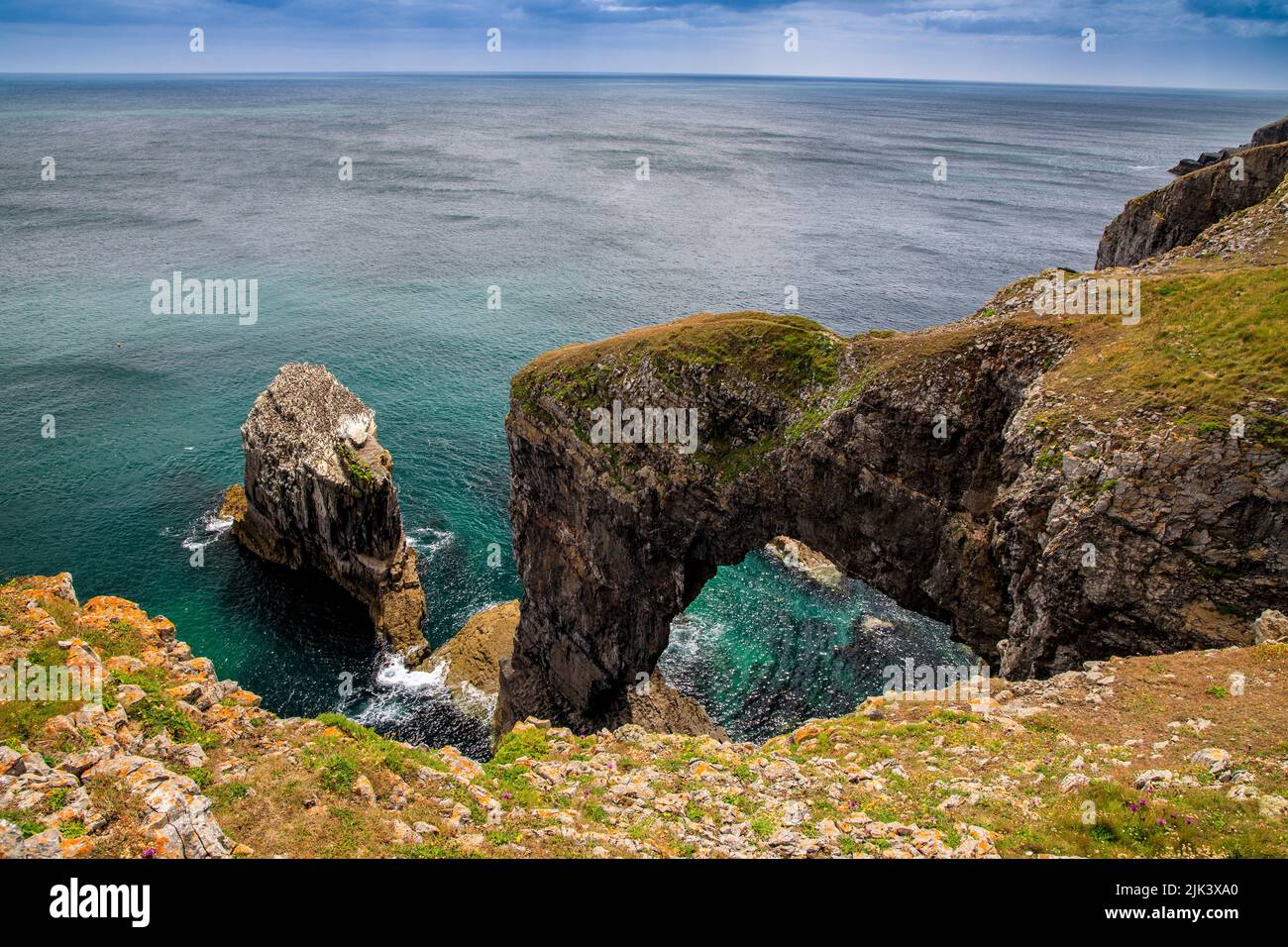 The dramatic Green Bridge of Wales in the Pembrokeshire Coast National ...