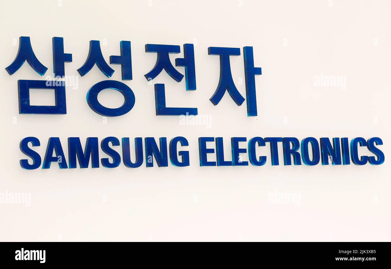 Samsung Electronics, July 5, 2022 : The logo of Samsung Electronics is ...