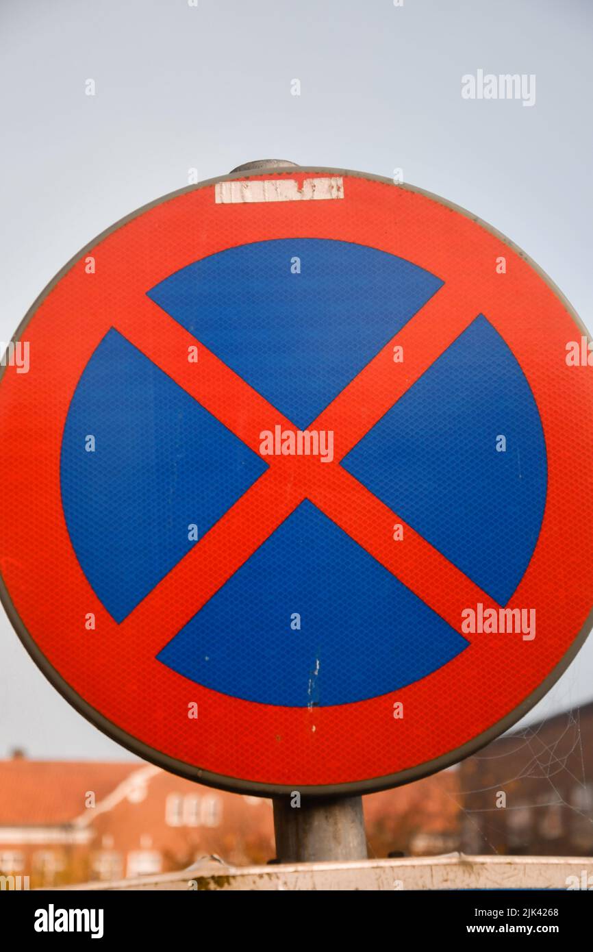Closeup of a round street or road sign in traffic Stock Photo - Alamy
