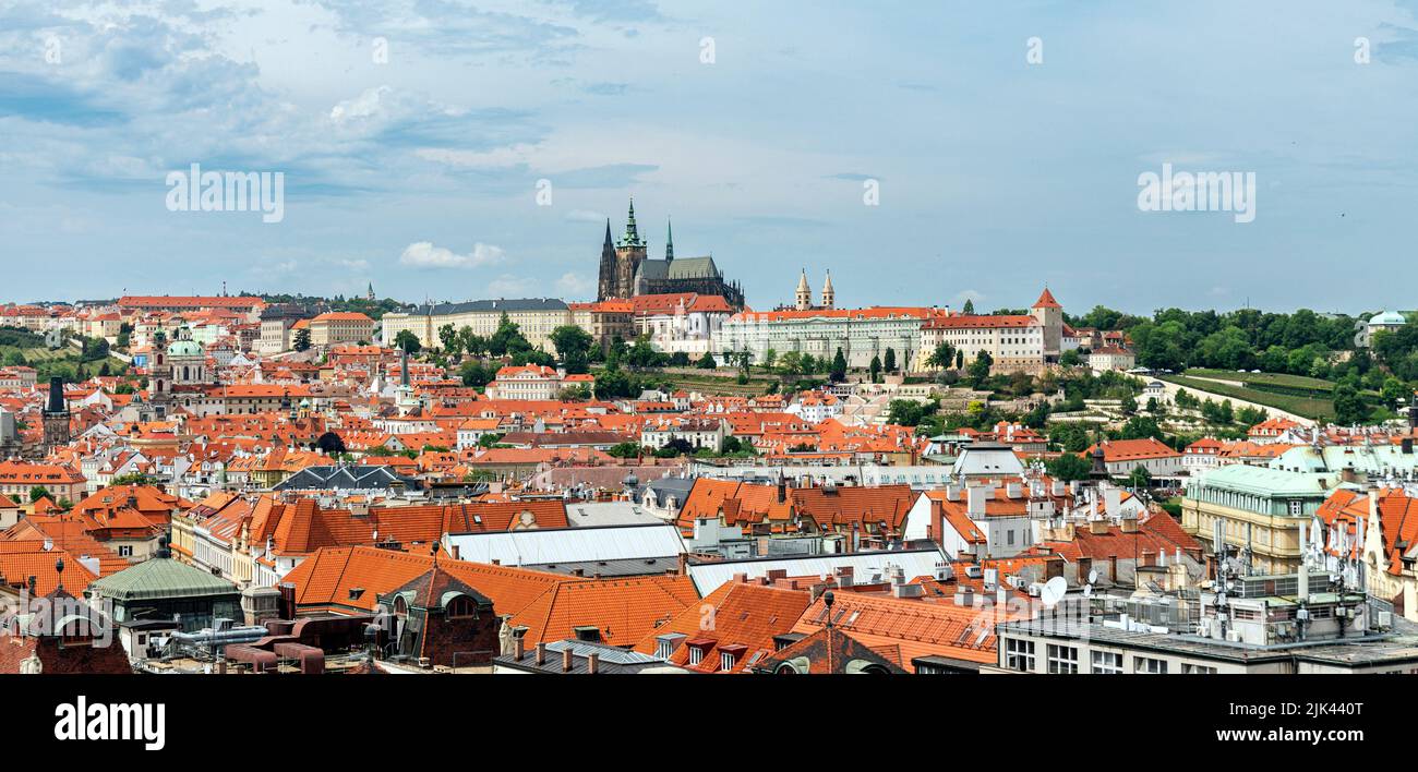 Prague Castle, elevated City Views, from Lesser Town Bridge Tower ...