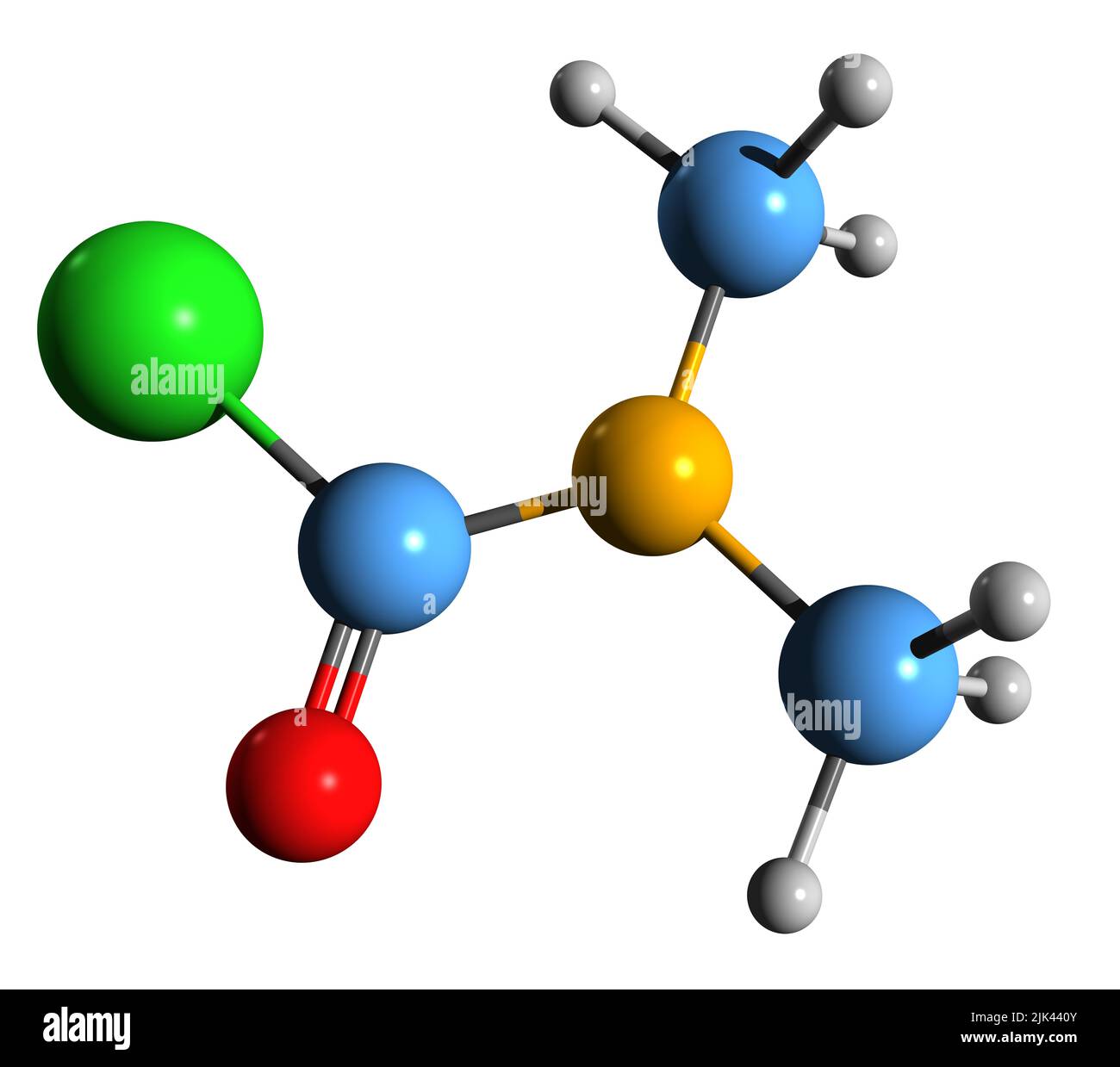 3D image of Dimethylcarbamoyl chloride skeletal formula - molecular ...