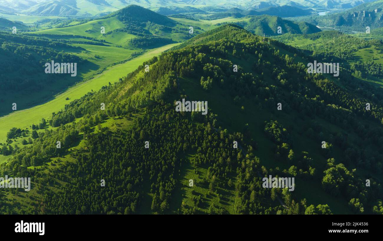 Landscape of mountains and rivers in summer. Aerial view Stock Photo ...