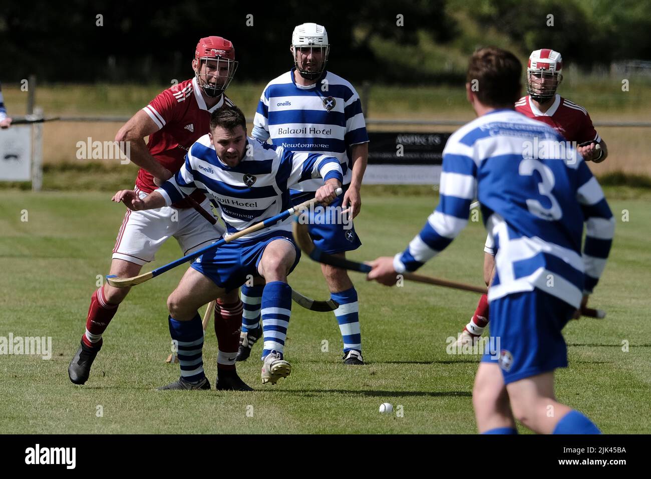 Newtonmore, UK. 30 Jul.2022. Newtonmore Camanachd Club First Team play ...