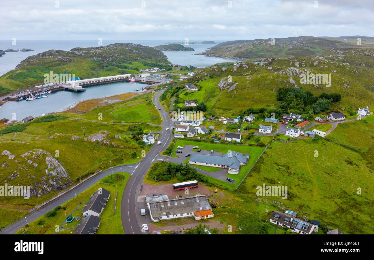 Aerial view of Kinlochbervie village in Sutherland, Scotland, UK Stock ...