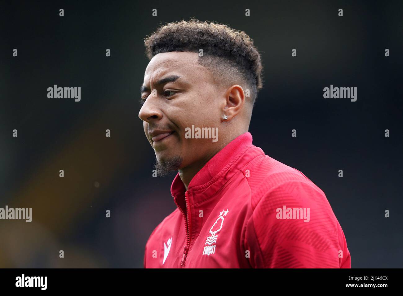 Nottingham Forest's Jesse Lingard inspects the pitch before the pre ...