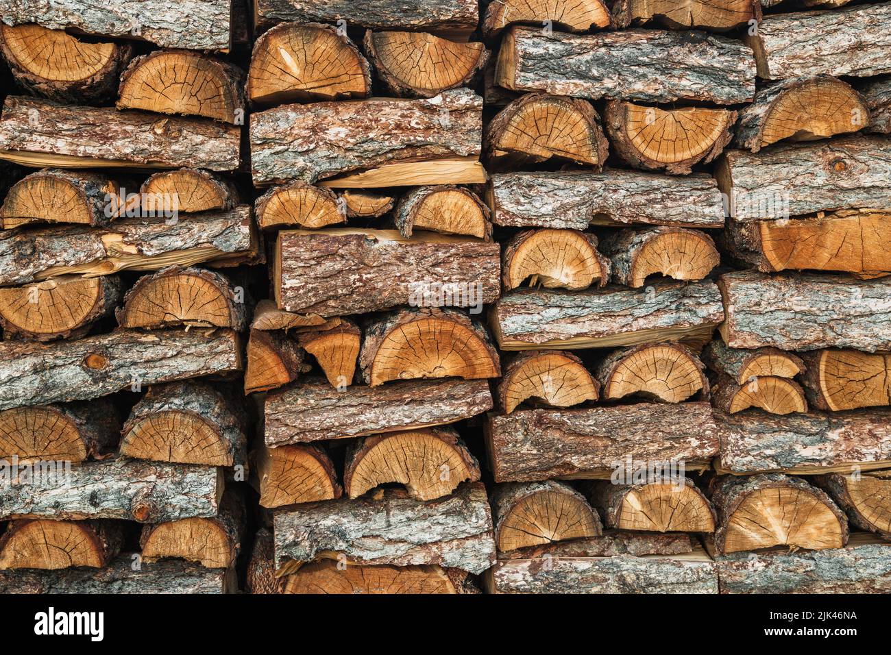 Woodpile. Textured firewood background. Pile of old dry chopped fire ...