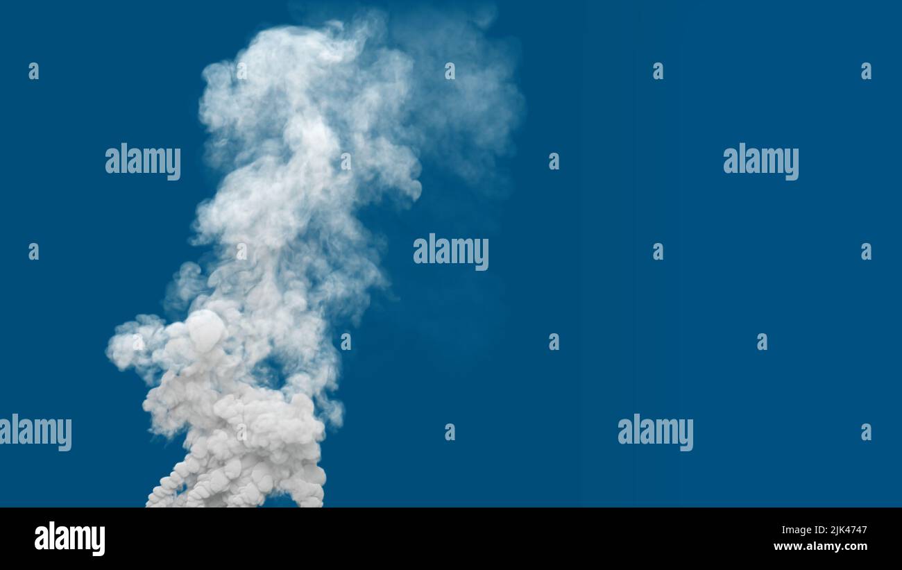white thick pollute smoke column exhaust from coal power plant ...