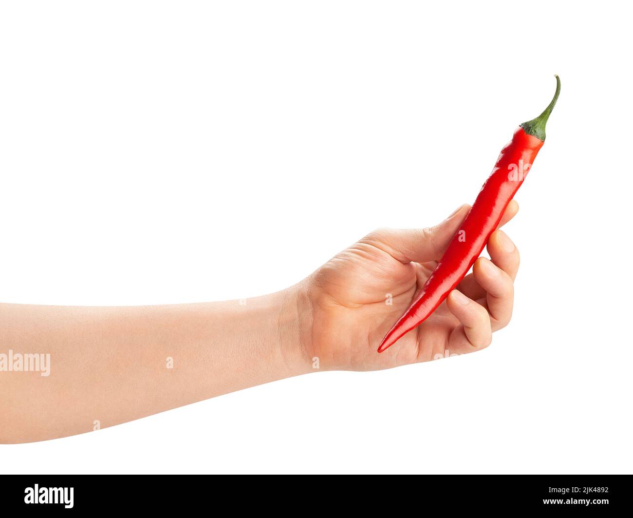 chili pepper in hand path isolated on white Stock Photo - Alamy