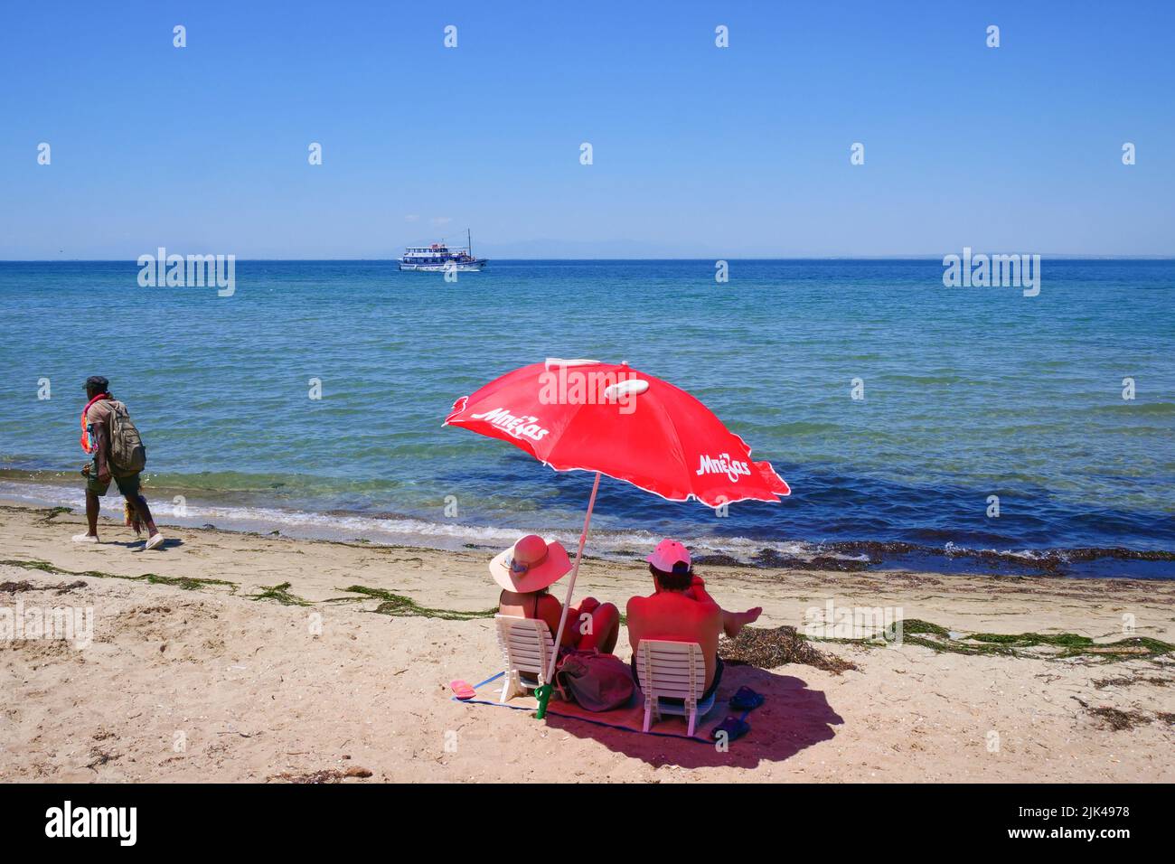 Beach, Aghia Triada area, Thessaloniki Bay, Macedonia, North-Eastern ...