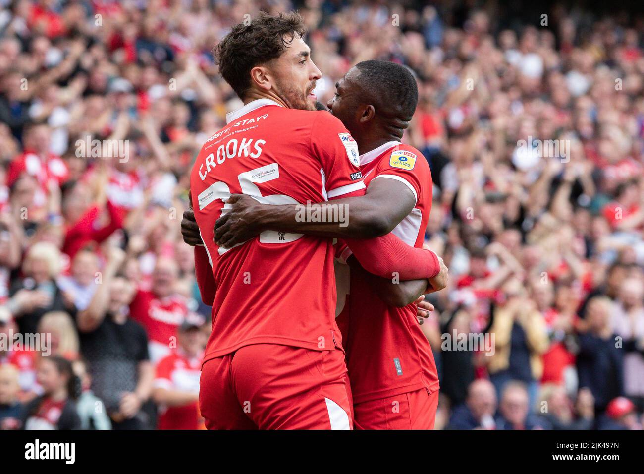 Middlesbrough celebrates his goal with his team mates hi-res stock ...