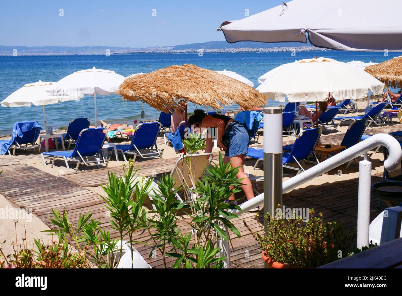 Beach, Aghia Triada area, Thessaloniki Bay, Macedonia, North-Eastern ...