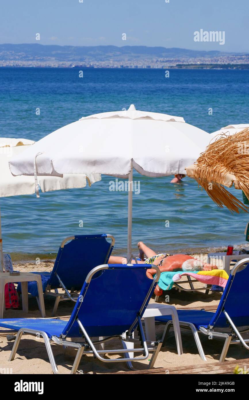 Beach, Aghia Triada area, Thessaloniki Bay, Macedonia, North-Eastern ...