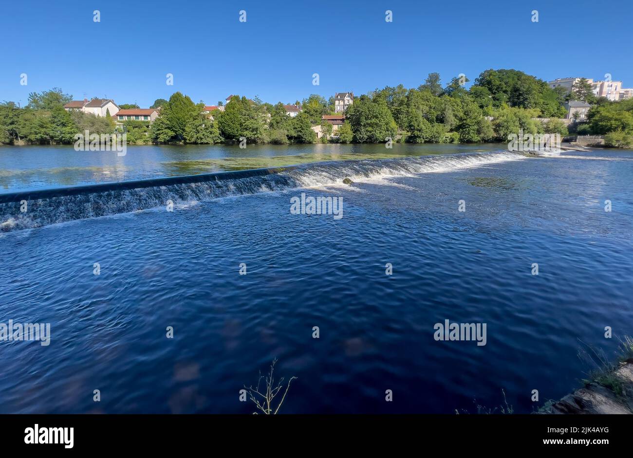 looking across the Etienne river in Limoges, clear blue sky Stock Photo ...