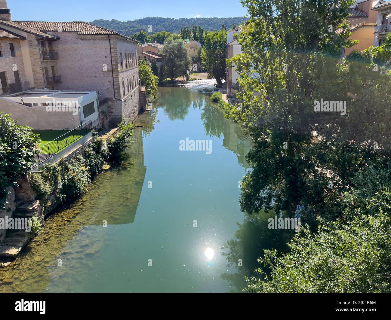 view along the town centre river Ega in Estella, a town in Spain Stock ...