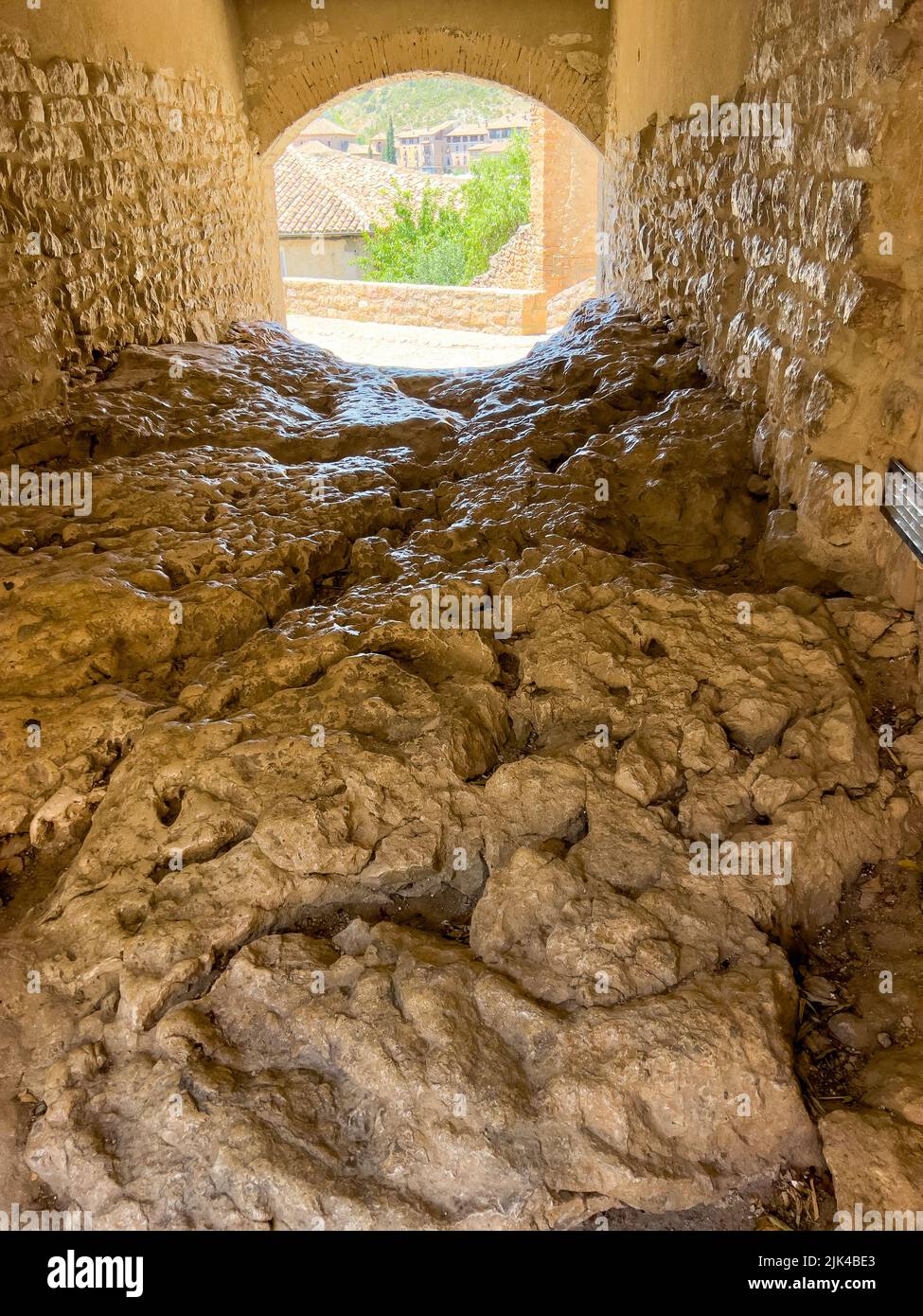 a medieval stone passageway in Alquezar Spain Stock Photo - Alamy