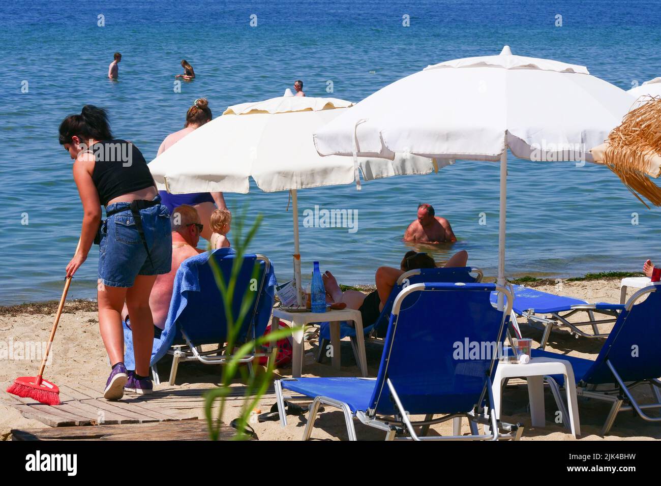 Beach, Aghia Triada area, Thessaloniki Bay, Macedonia, North-Eastern ...