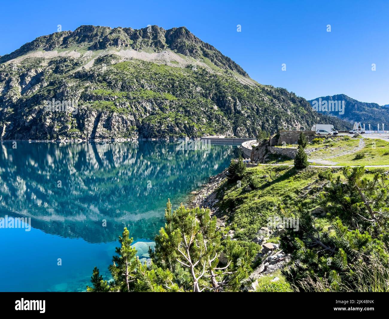 Lac de Cap-de-Long reservoir high amongst Pyrenees mountains in France ...