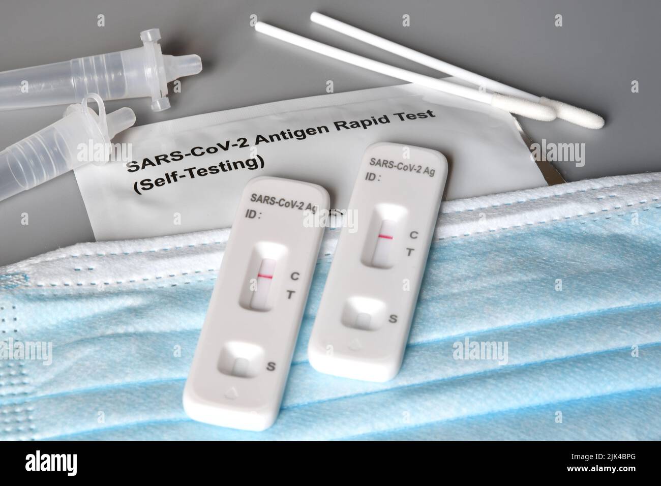 Two SARS-CoV-2 Antigen Rapid Tests (Self Testing) kits that showing ...