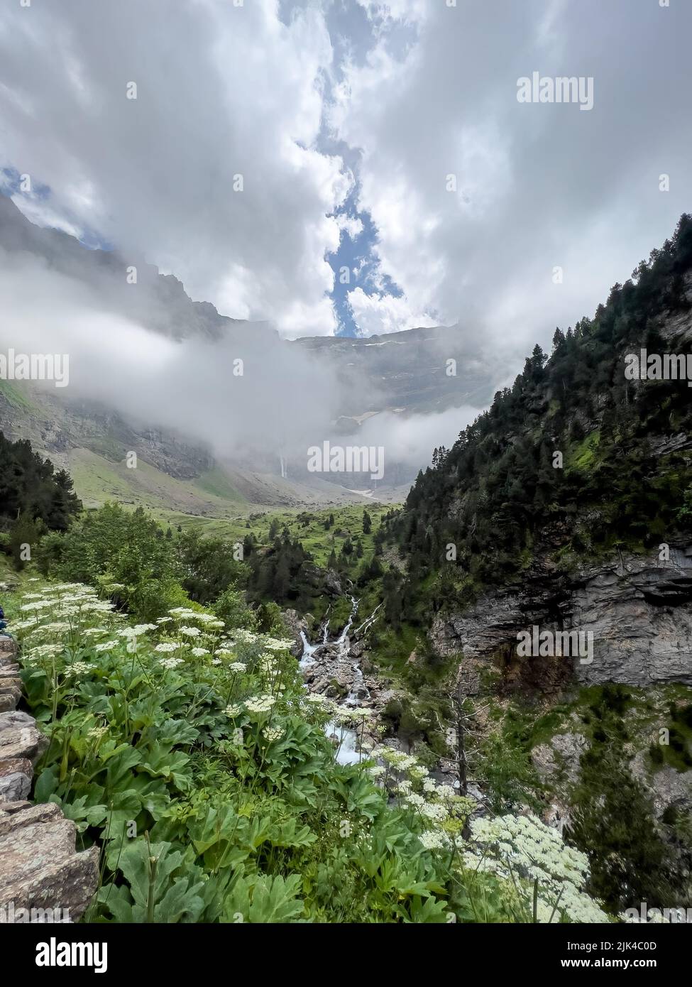 the Cirque de Gavarnie (Pyrenees) with cloud filling the valley and ...