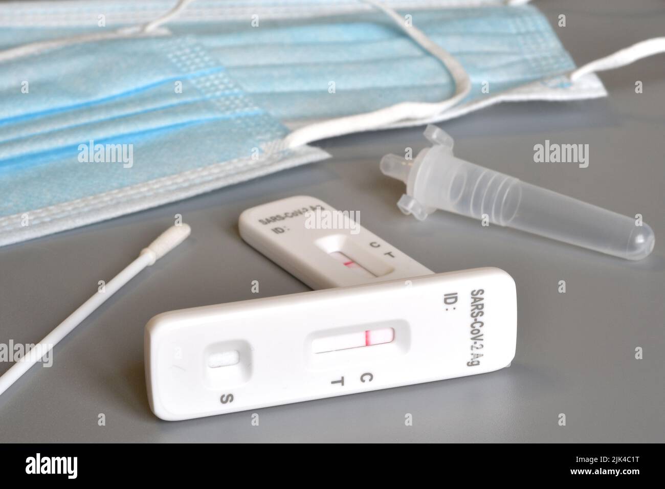 SARS‑CoV‑2 antigen test kit for self testing with positive result, one ...