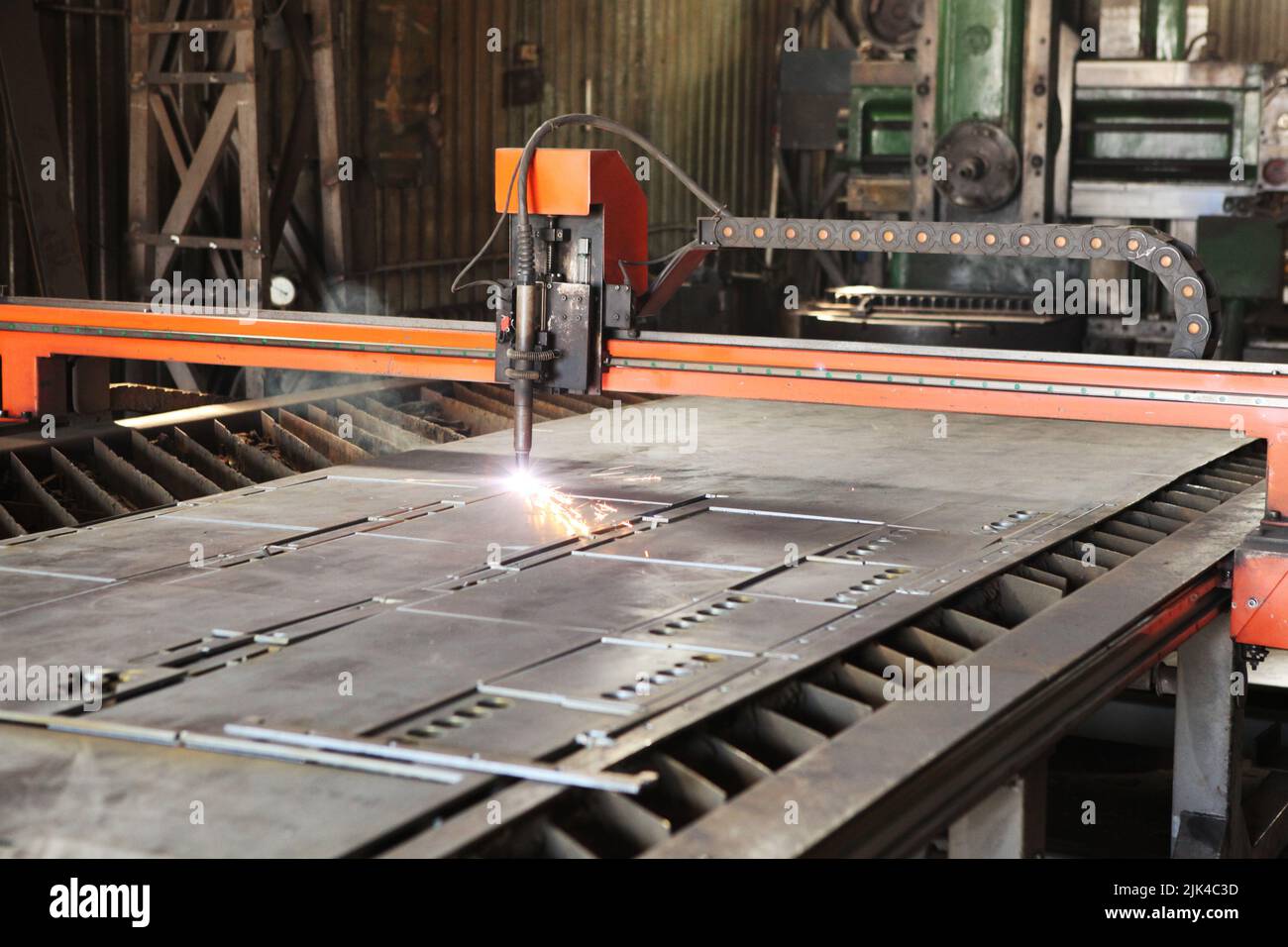Laser cutting of metal. Automated machine for precise metal cutting ...