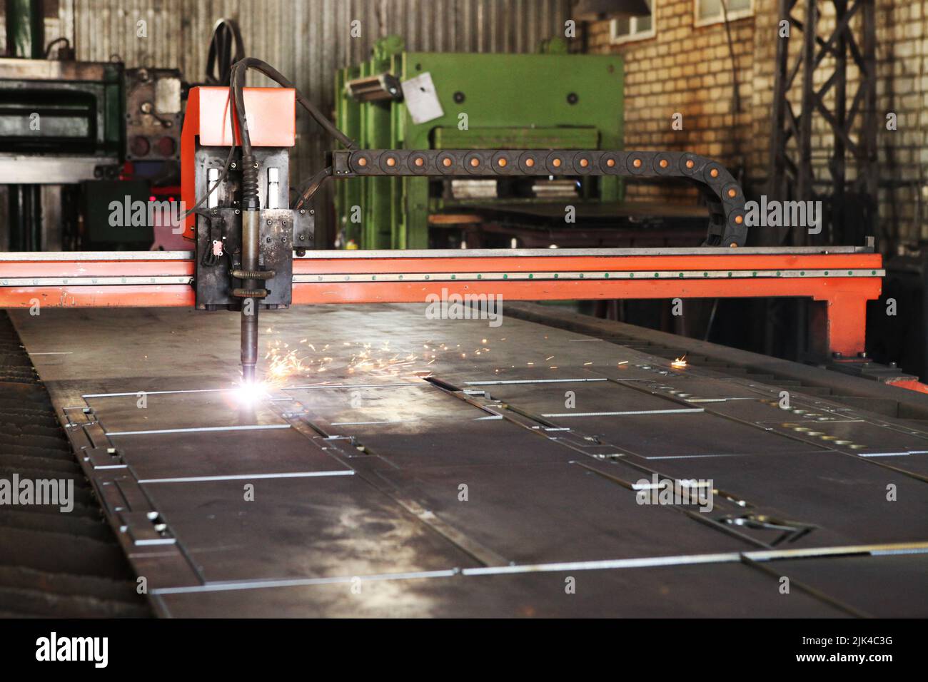 Laser cutting of metal. Automated machine for precise metal cutting ...