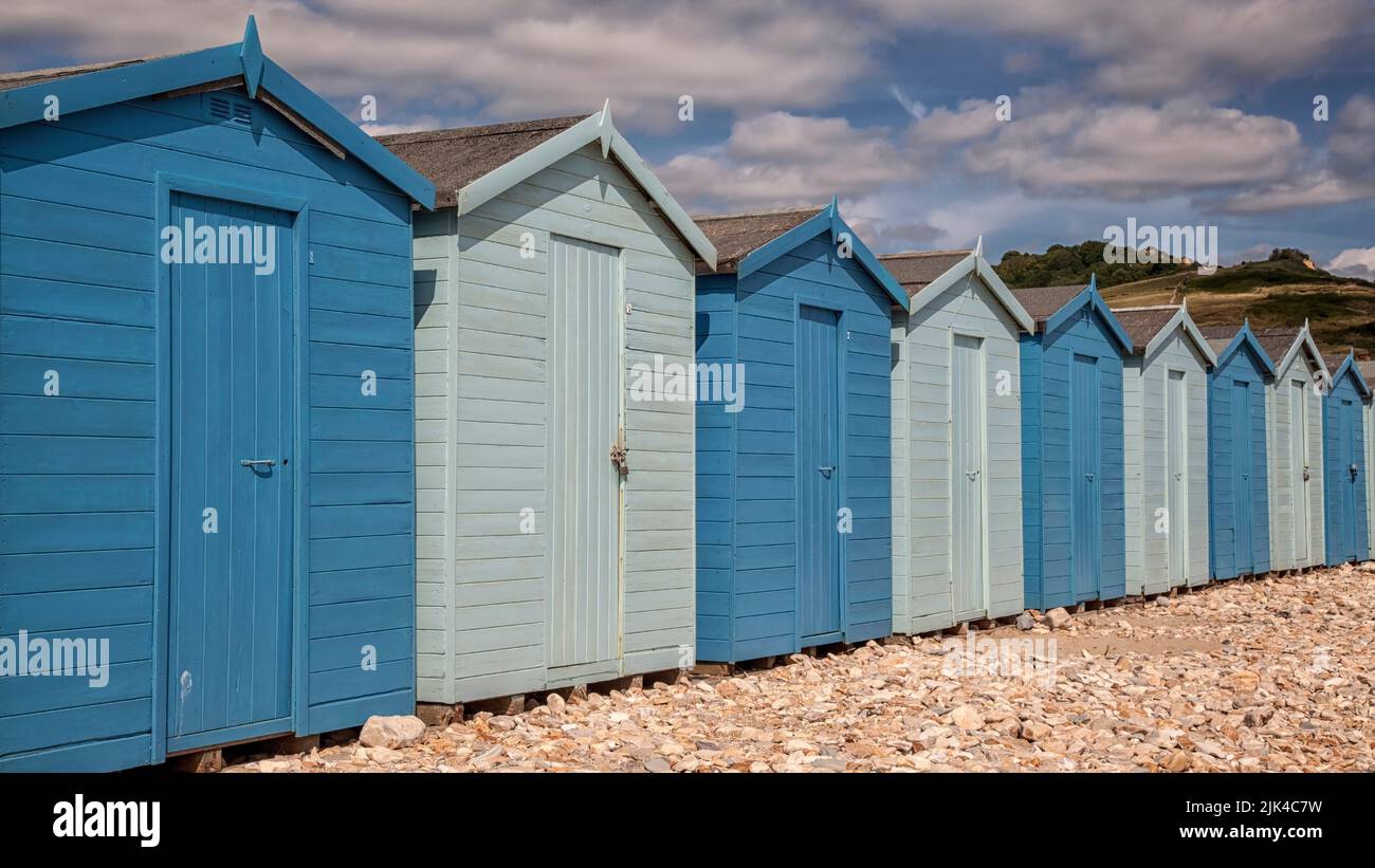 Beach Huts on Hive Beach Stock Photo - Alamy