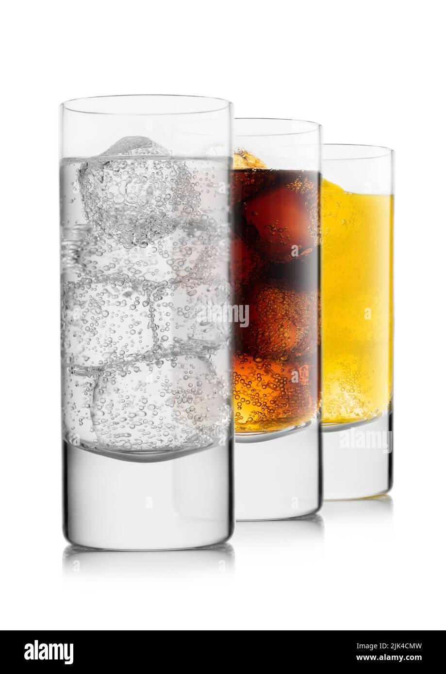 Lemonade drink with cola and orange soda with ice cubes in highball glasses Stock Photo - Alamy