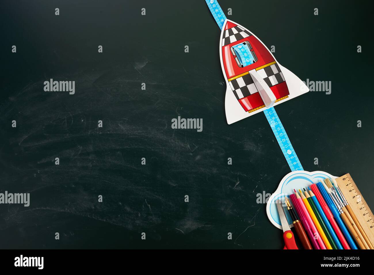 Back to school creative banner. Rocket ship launch with pencils Stock ...