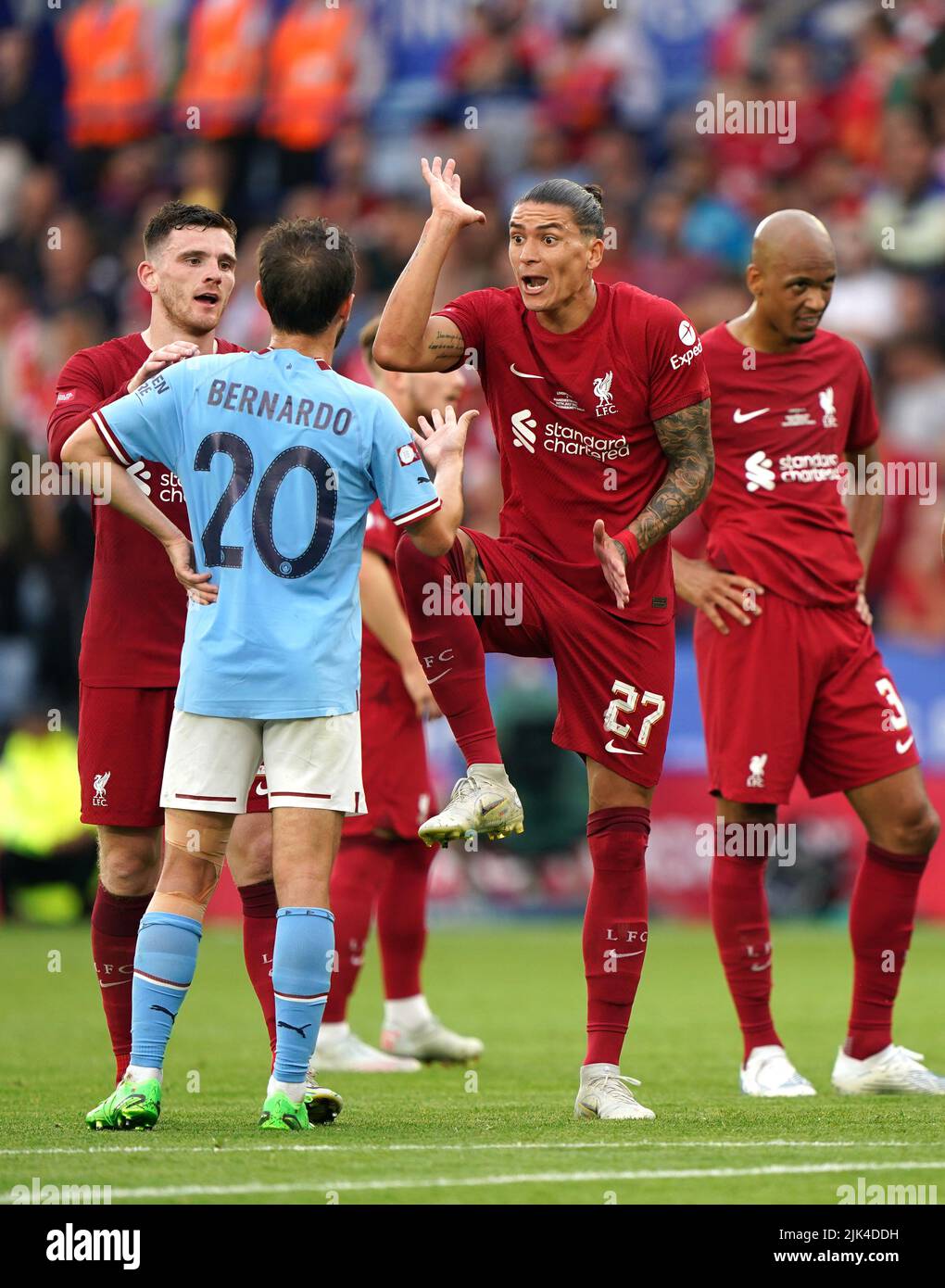Manchester City's Bernardo Silva exchanges words with Liverpool's ...