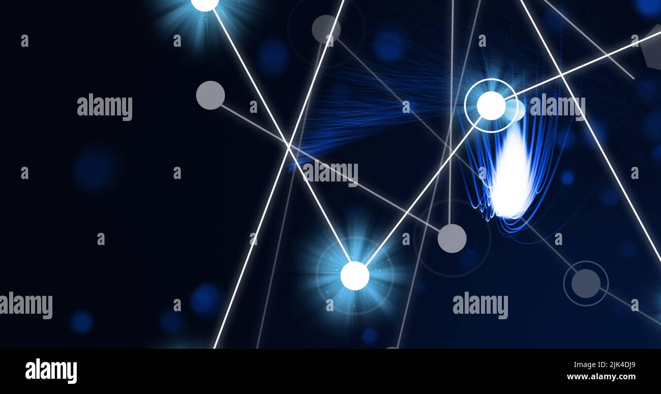 Image of connections and lights on black background Stock Photo - Alamy