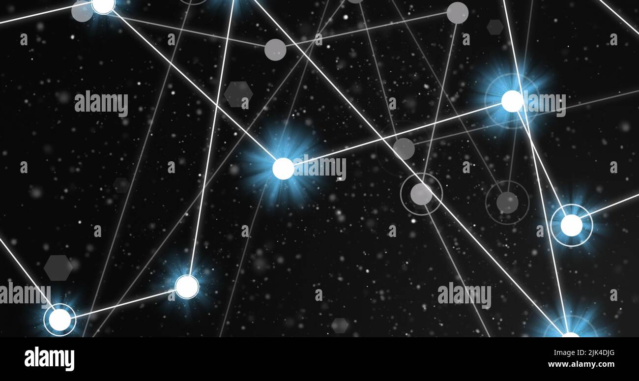 Image of connections and lights on black background Stock Photo - Alamy