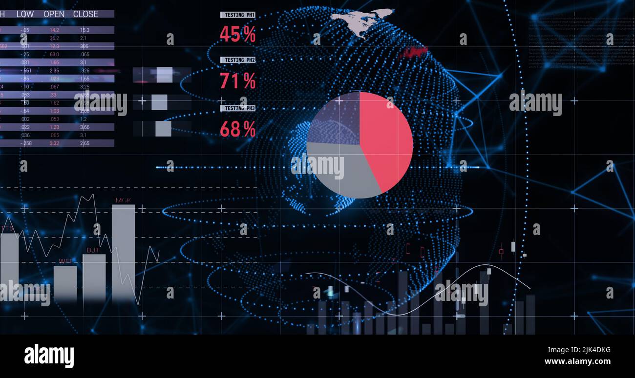 Image of data processing over globe Stock Photo - Alamy