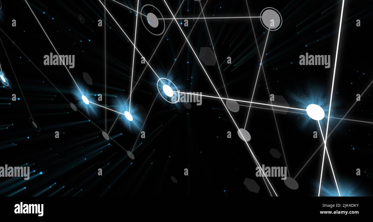 Image of network of connections on black background Stock Photo - Alamy