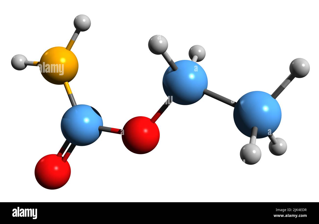 3D image of Ethyl carbamate skeletal formula - molecular chemical ...