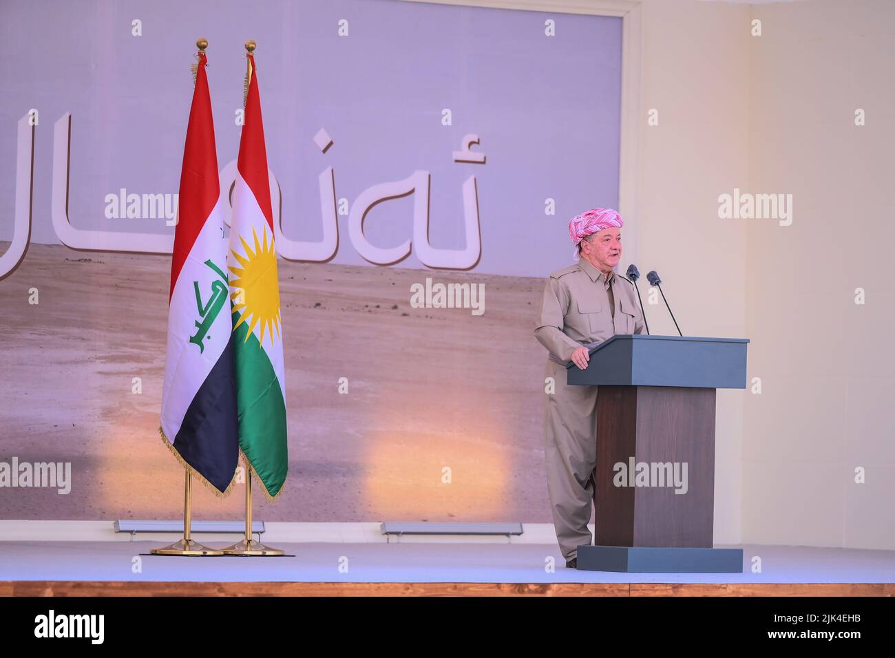 Erbil City, Iraq. 30th July, 2022. Leader of the Kurdistan Democratic ...