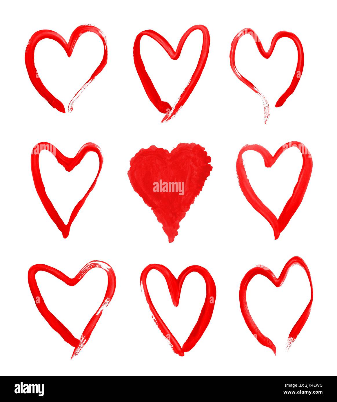 Hand drawn red abstract illustration hearts elements. Decorative hand ...