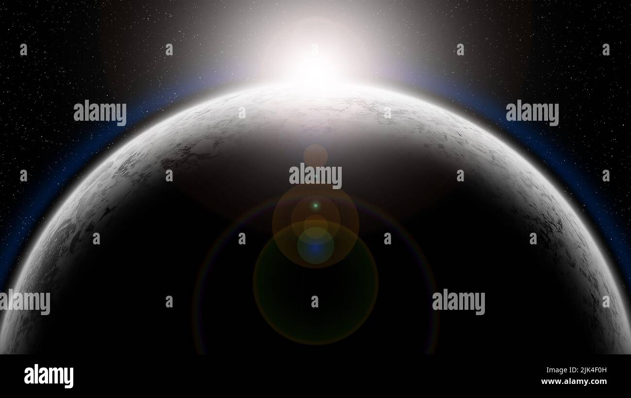 Cinematic frozen alien planet covered in snow and ice. Astronomy ...
