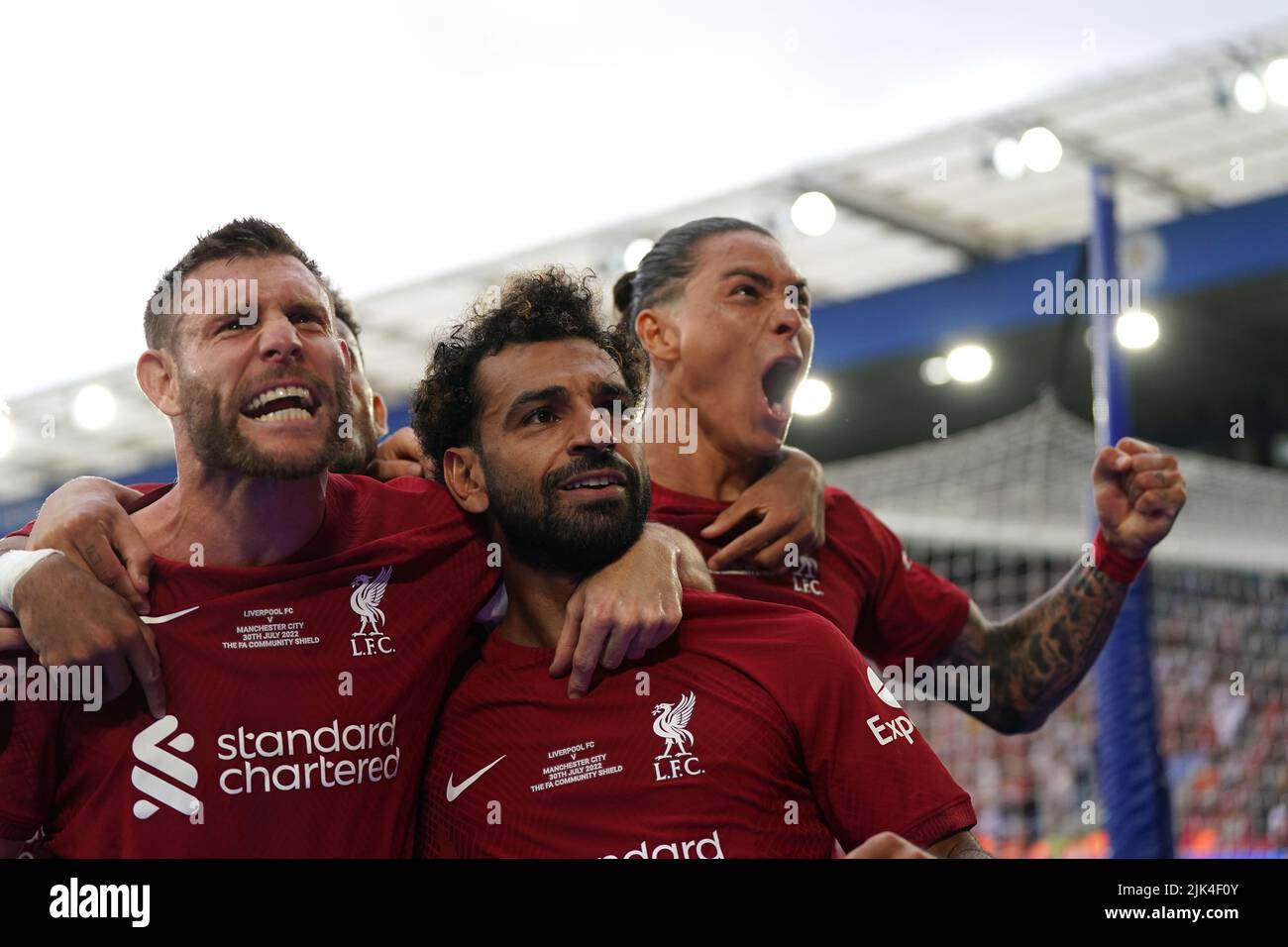 Liverpool's Mohamed Salah celebrates scoring their side's second goal ...