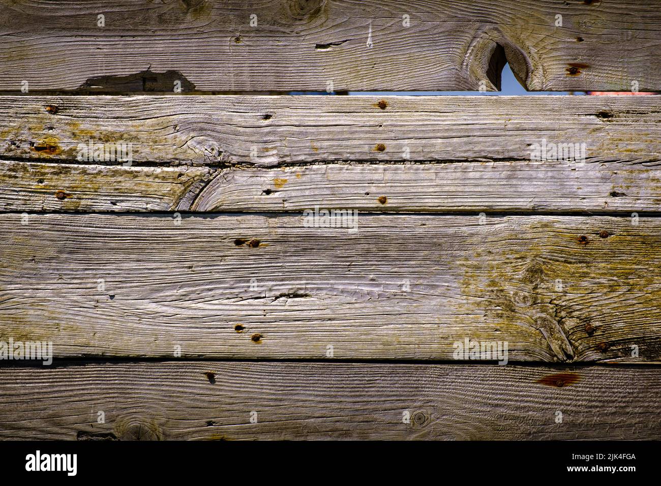 An horizontal patter created by a photo of old rustic rotten plank wood ...