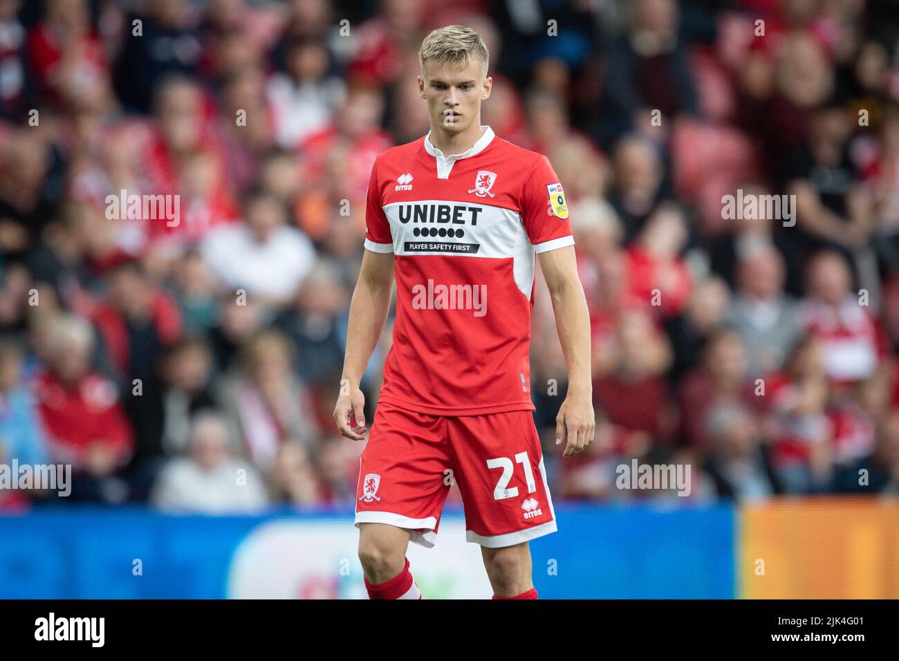New signing Marcus Forss #21 of Middlesbrough during the game Stock ...