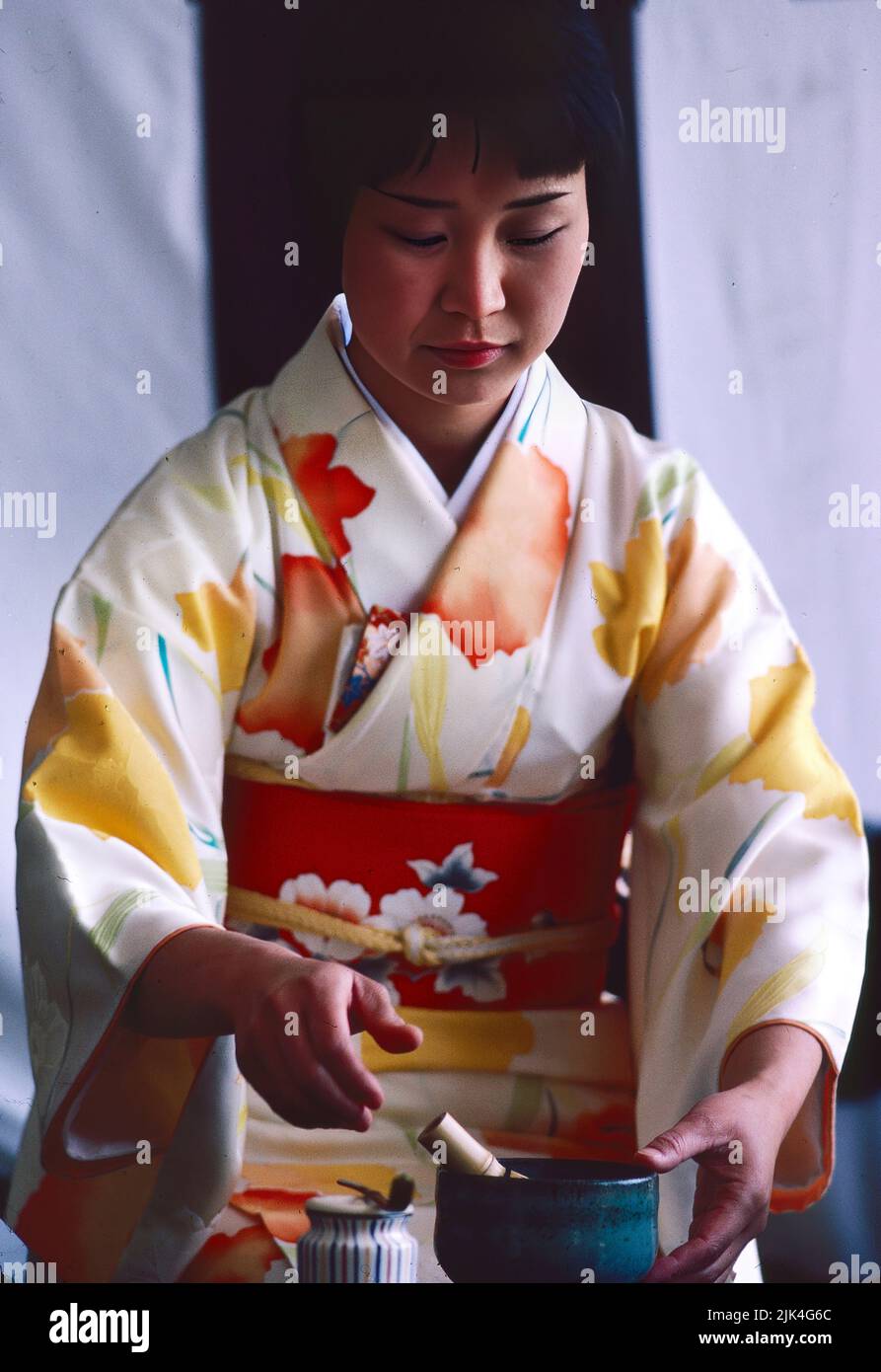 A woman prepares tea during a ceremony, Takayama, Japan Stock Photo - Alamy