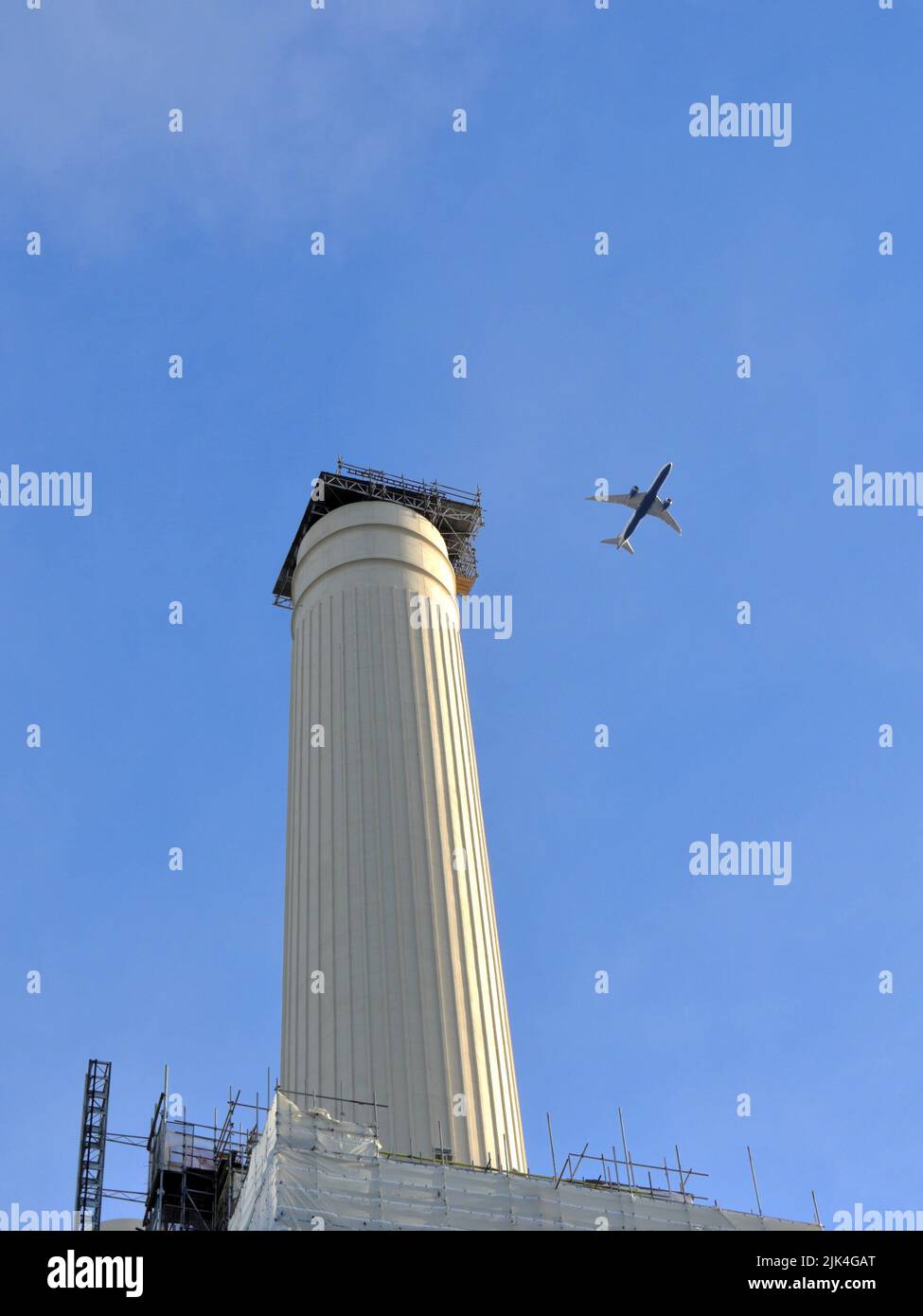 Chimney of the Battersea Power Station, one of the world`s largest ...