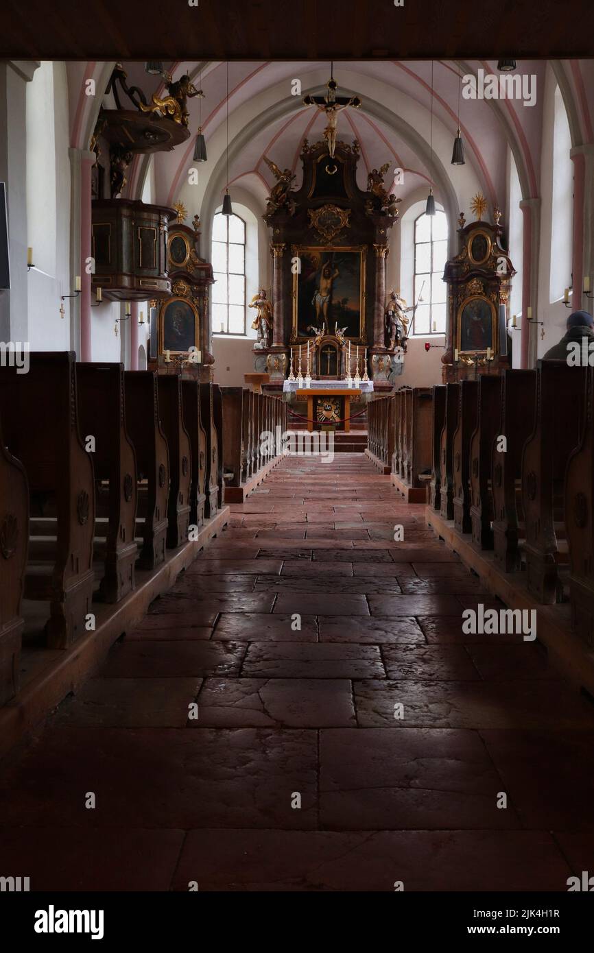 Ramsau, Germany - November 29, 2020: Inside St. Sebastian church with ...